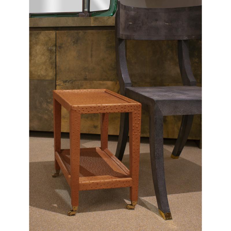 Karl Springer - Karl Springer Unique "Telephone Table" in Camel Ostrich ...