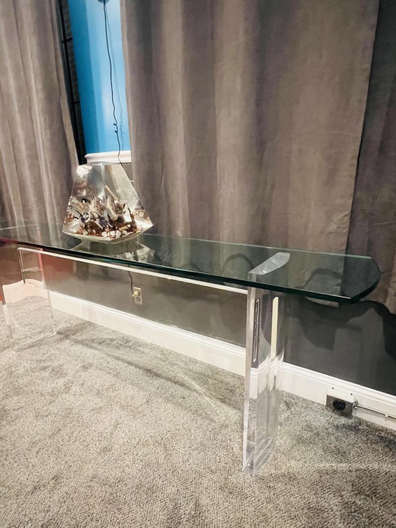 Karl Springer - MONUMENTAL MODERNIST LUCITE CONSOLE