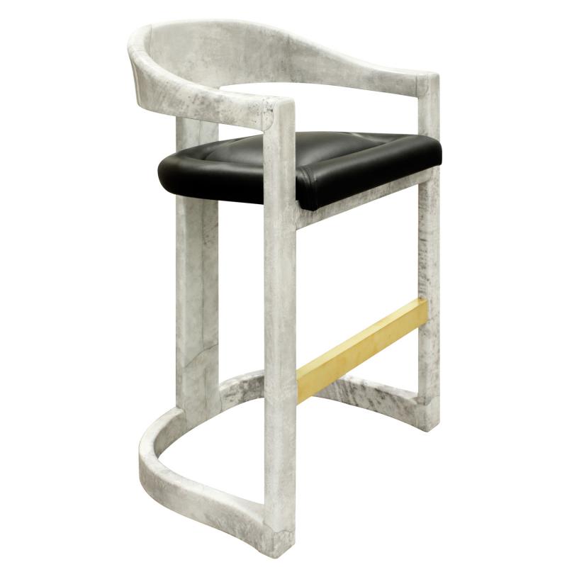 Karl Springer - Pair of Karl Springer Goatskin Onassis Bar Stools 1980s