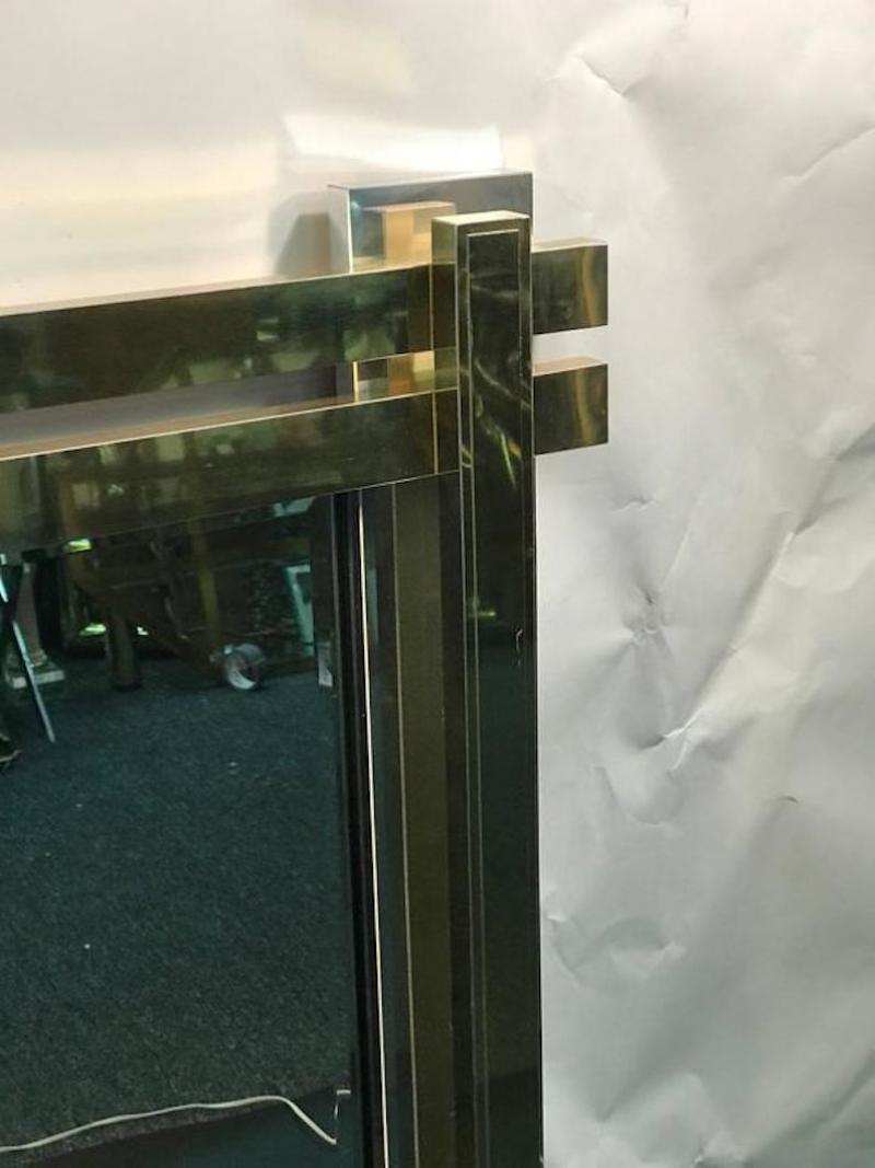 Karl Springer - Stunning Polished Brass Chromed Metal Wall Mirror in ...