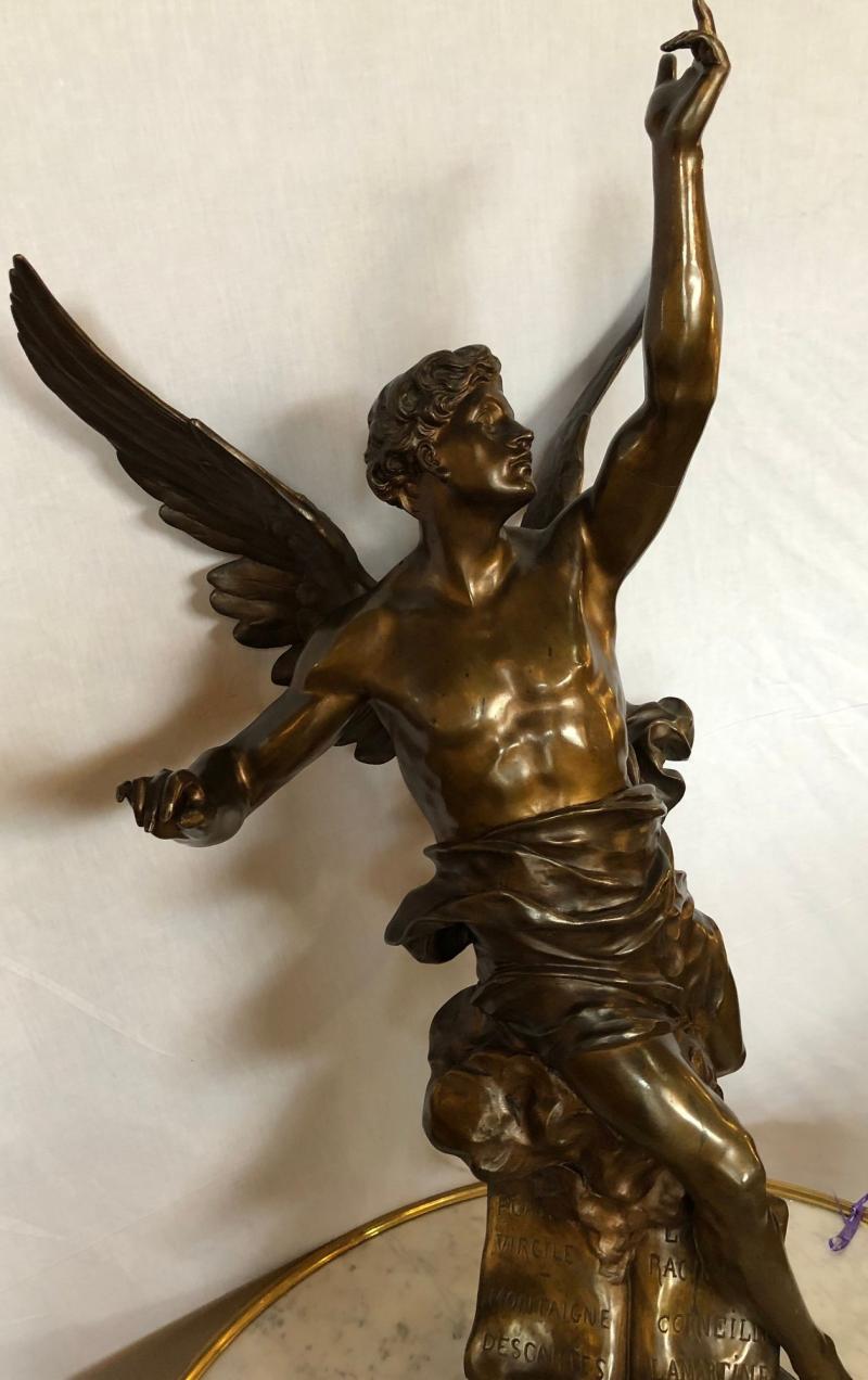 La Pensee by Emile Louis Picault Bears Foundry Mark 19th Century Bronze Statue