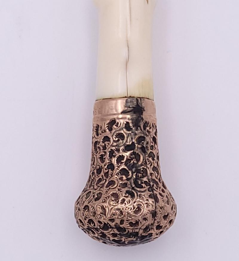 Large Bone and 9K Gold Magnifying Glass, England circa 1920