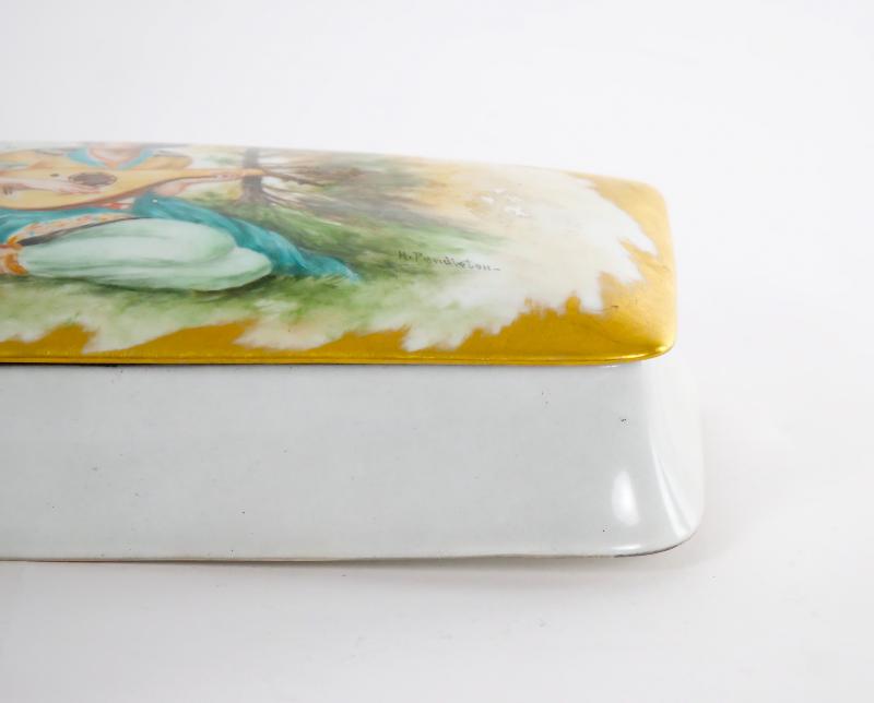 Large Hand Painted German Porcelain Covered Box