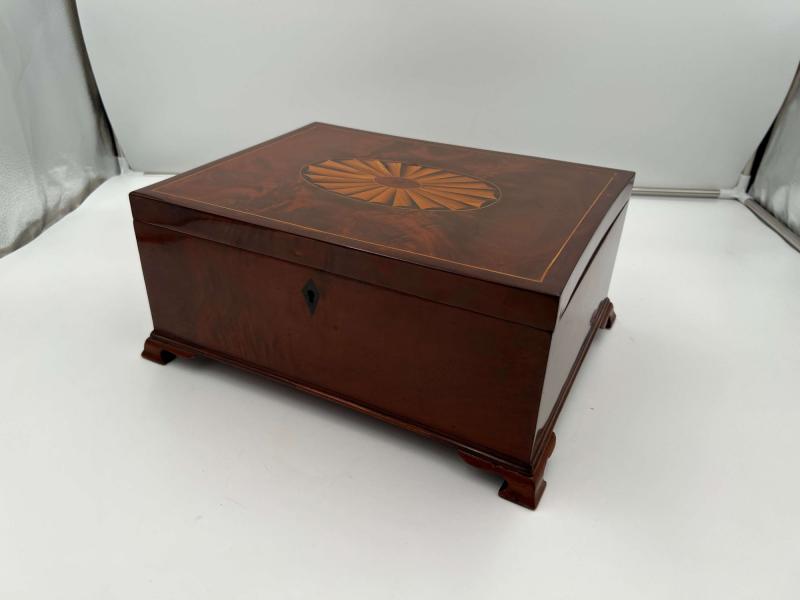 Large Victorian Box, Mahogany on Oak, England circa 1840