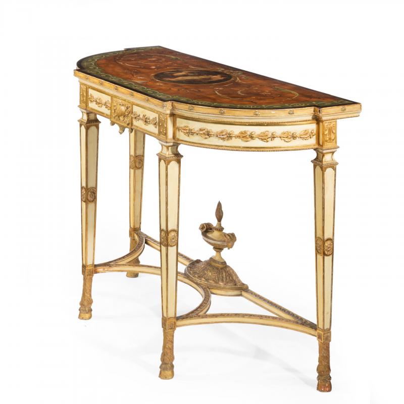 Late Victorian parcel gilt and painted Adam style console table