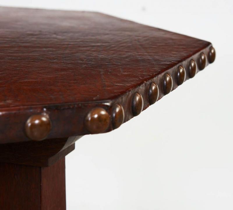 Leather Top Octagonal Center Table