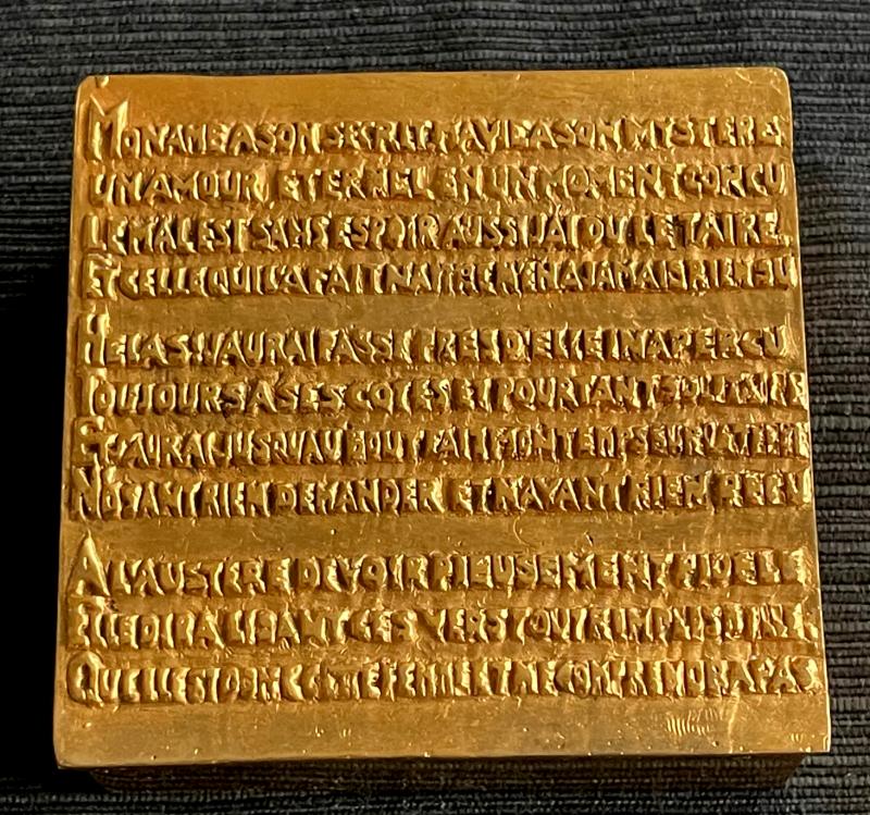 Line Vautrin - French Line Vautrin Bronze Poem Box with Sonnet by Felix ...