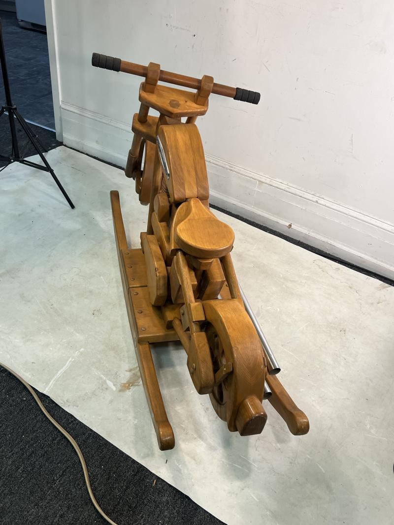 MID CENTURY HAND MADE HARLEY DAVIDSON WOODEN MOTORCYCLE ROCKER