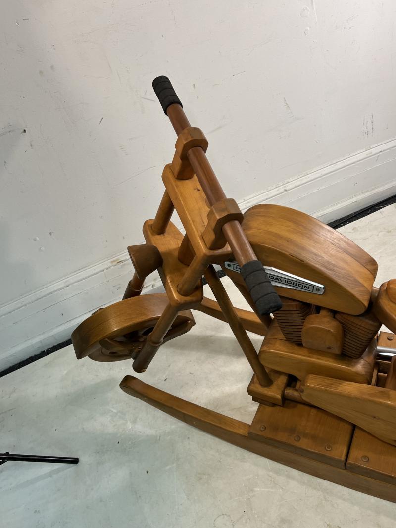 MID CENTURY HAND MADE HARLEY DAVIDSON WOODEN MOTORCYCLE ROCKER