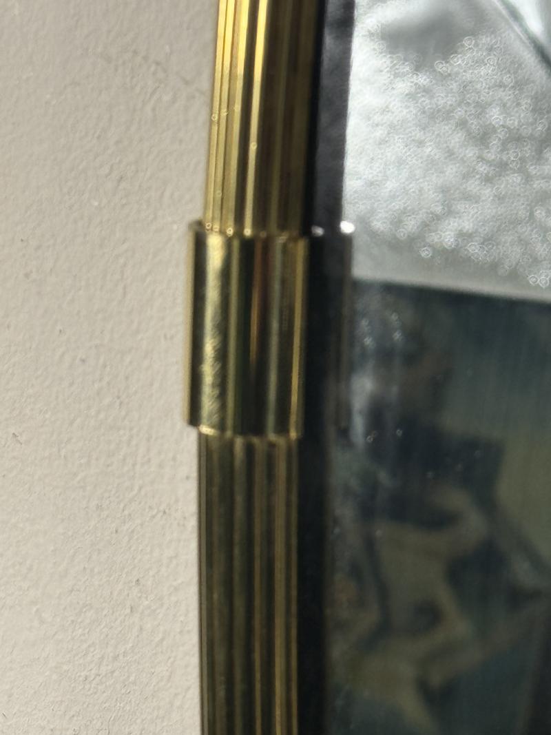 MID CENTURY MODERN ITALIAN RIBBED BRASS OVAL MIRROR