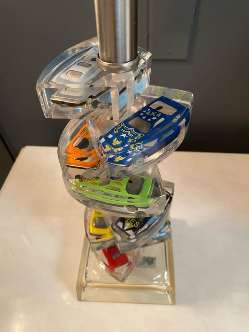Arman - MODERN LUCITE ENCASED COLORFUL MATCHBOX RACE CAR LAMP