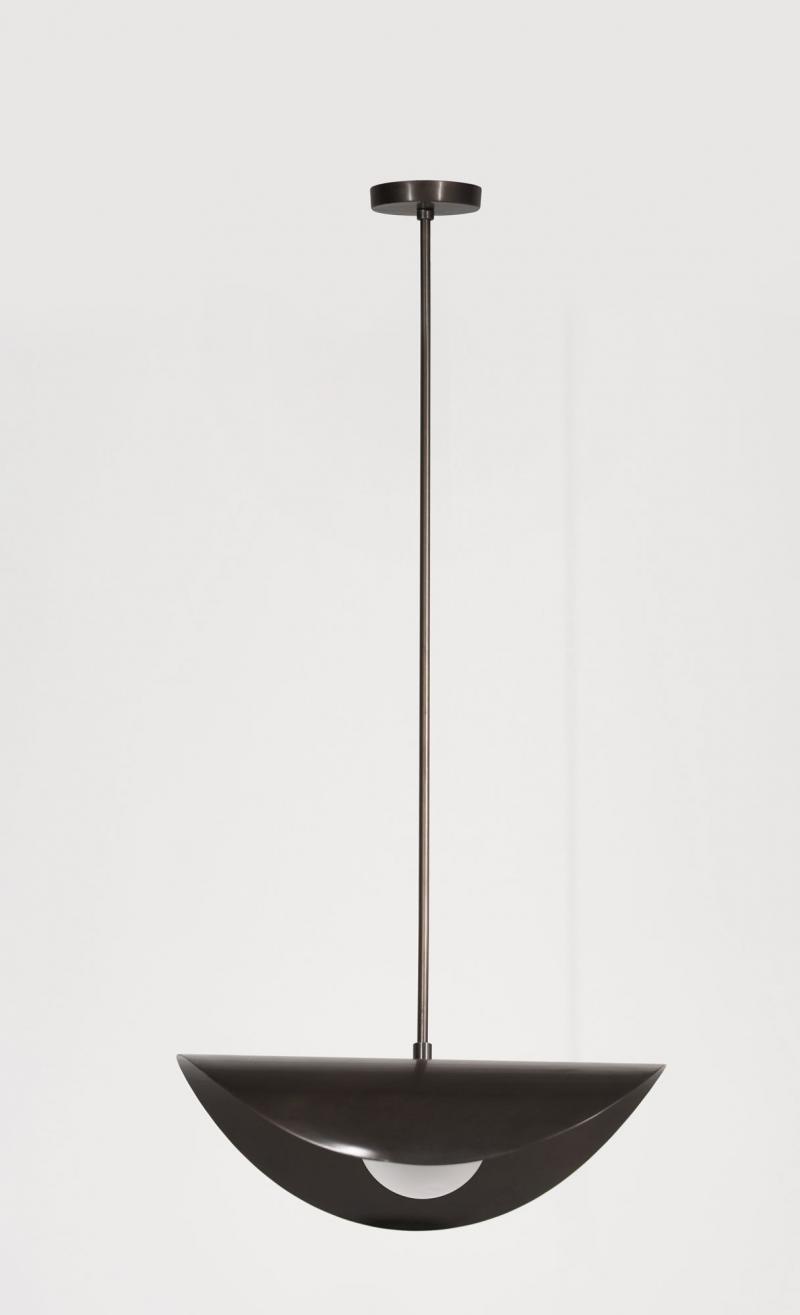 Montera Biomorphic Pendant Light in ORB and Blown Glass