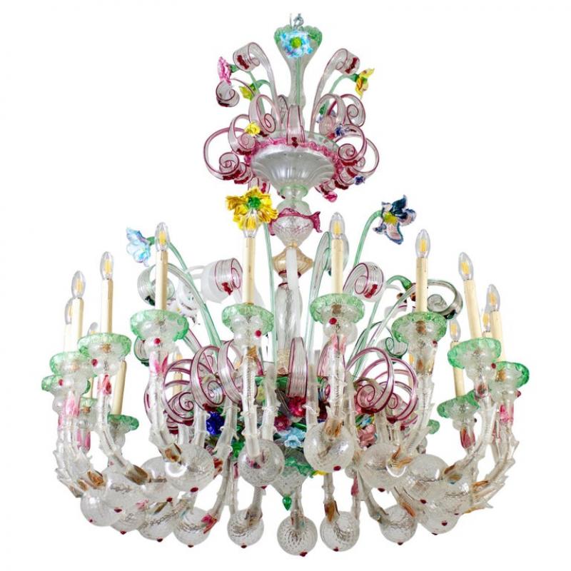 Magnificent Venetian Murano Glass Ca' Rezzonico Chandelier 1880