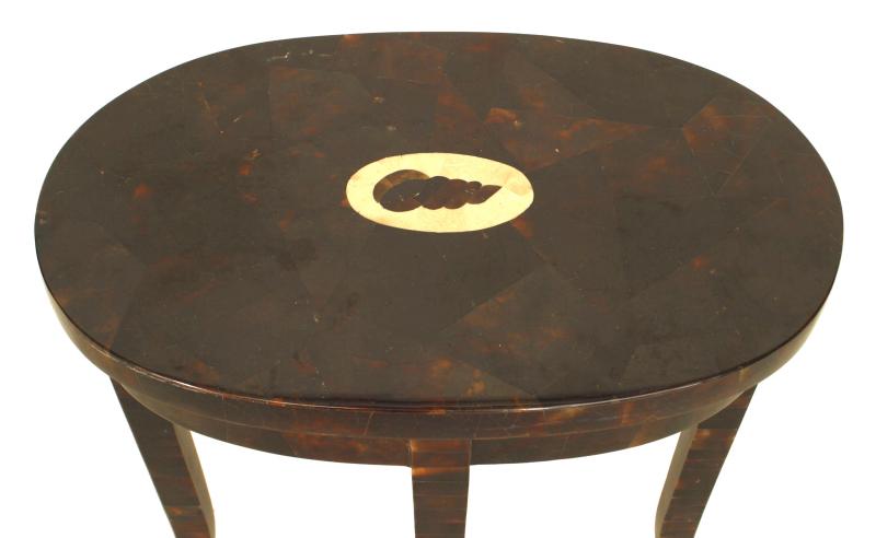 Maitland-Smith - French Faux Tortoise Shell Oval End Table