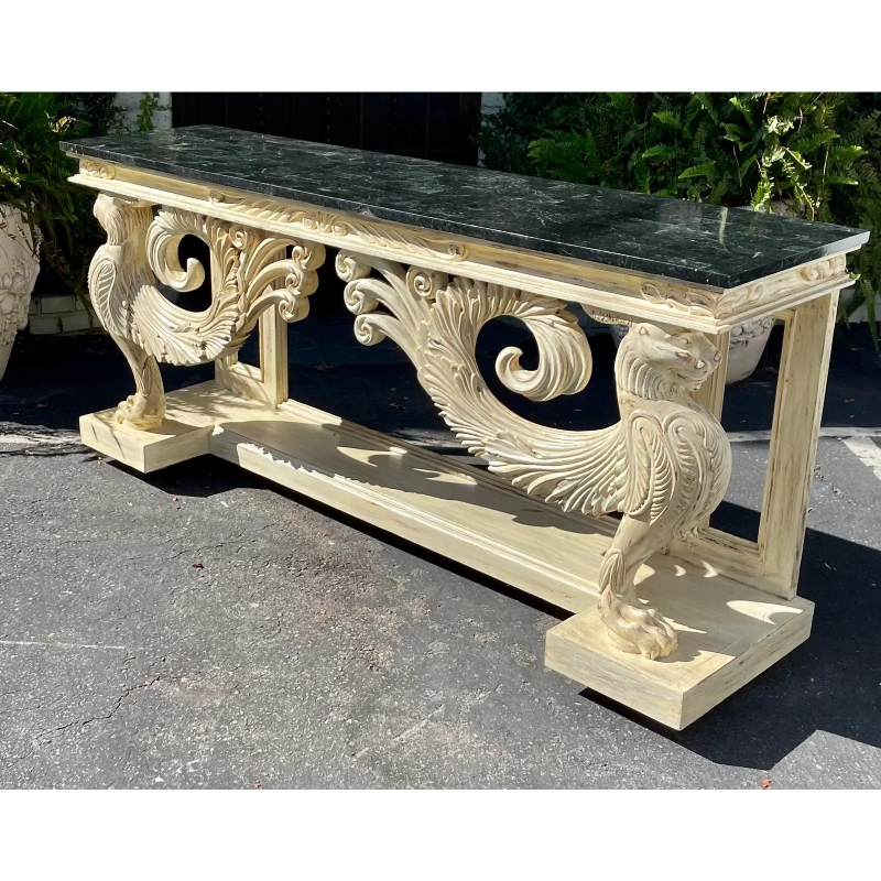 Maitland-Smith - Maitland Smith Winged Griffin Giltwood Marble Veneer ...