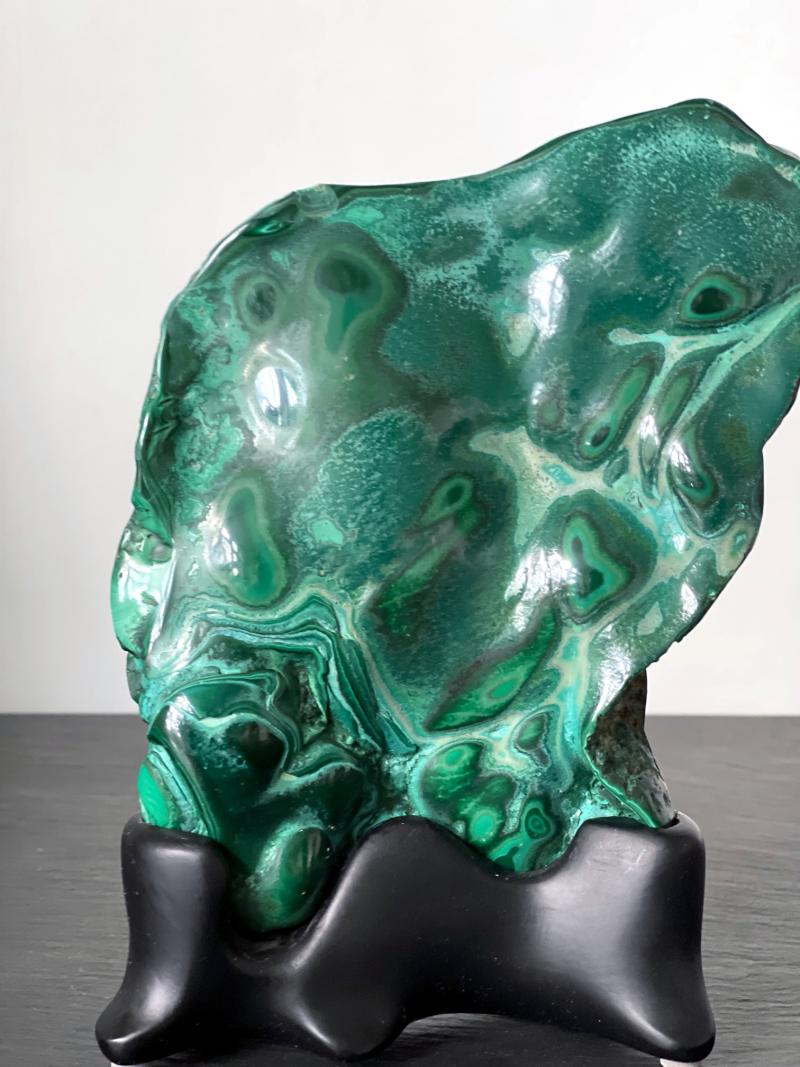 Malachite Rock Specimen on Display Stand as a Viewing Stone
