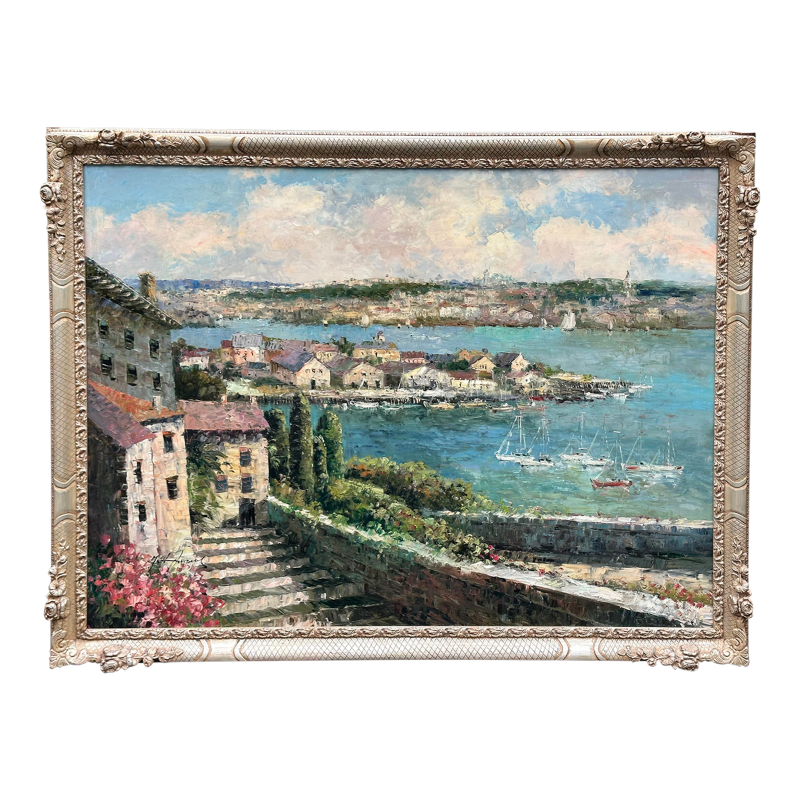 Matt Thomas - Huge Matt Thomas Italian Seascape Oil Painting - Merritt ...