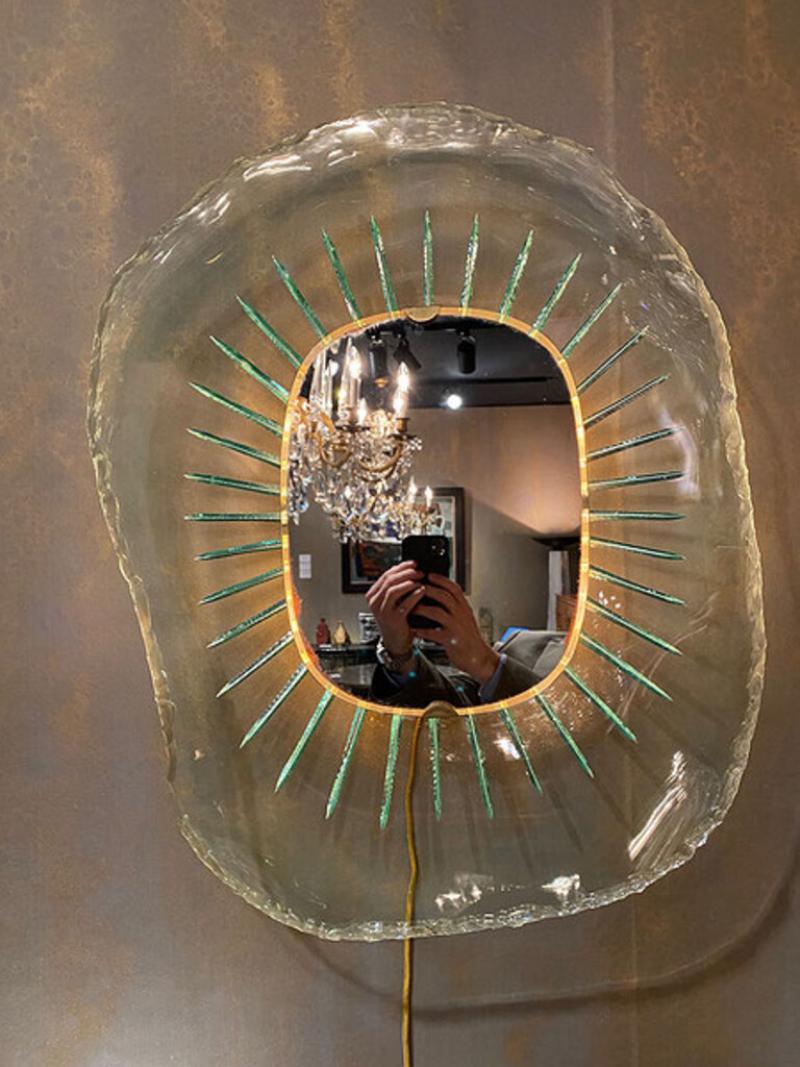 Max Ingrand - RARE CUT AND TORN GLASS MIRROR BY MAX INGRAND FOR FONTANA ...