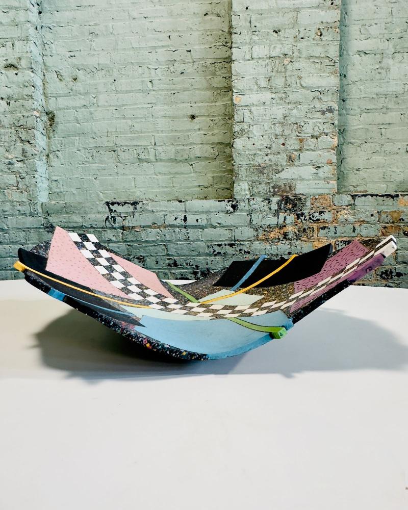 Memphis Post Modern Large Ceramic Wall Art Signed, 1980