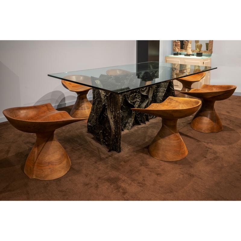 Michael Coffey - Michael Coffey Rare Set of 6 Hand-Carved Stools in ...