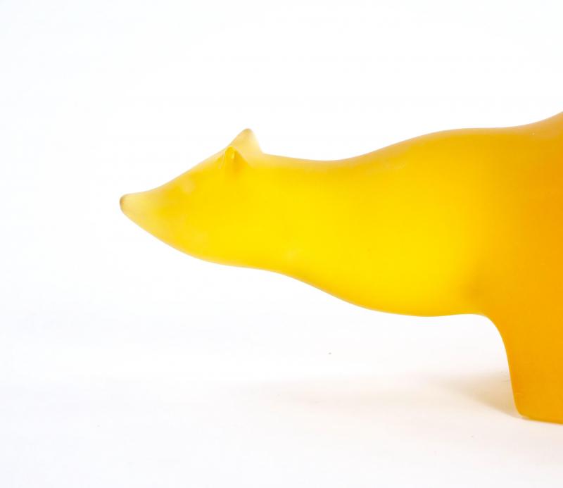 Mid 20th Century Amber/ Orange Decorative Sculpture Of A Bear