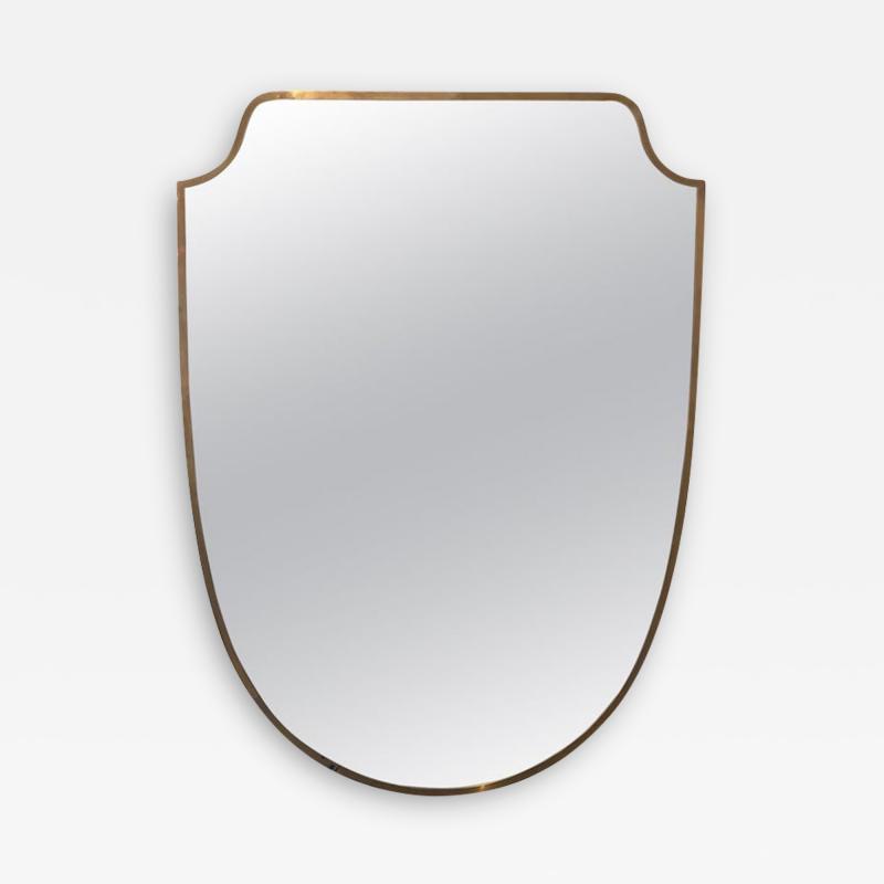 Mid-Century Brass Shield Mirror