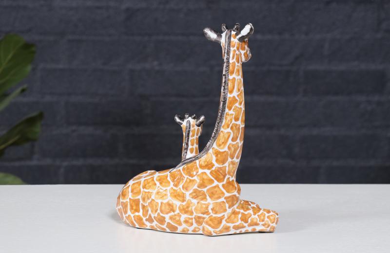 Mid-Century Italian Glazed Ceramic Giraffe Family Sculpture