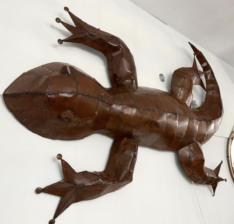 Mid-Century Large Lizard Wall Sculpture