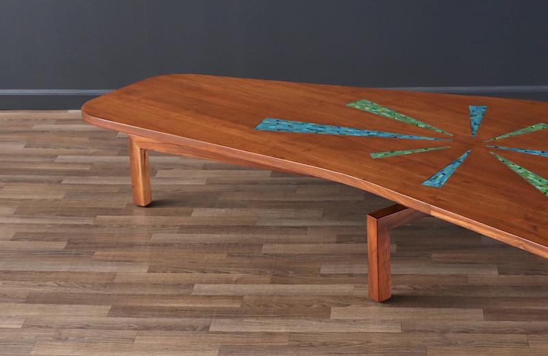 Mid-Century Modern Boomerang Shape Coffee Table with Mosaic Top