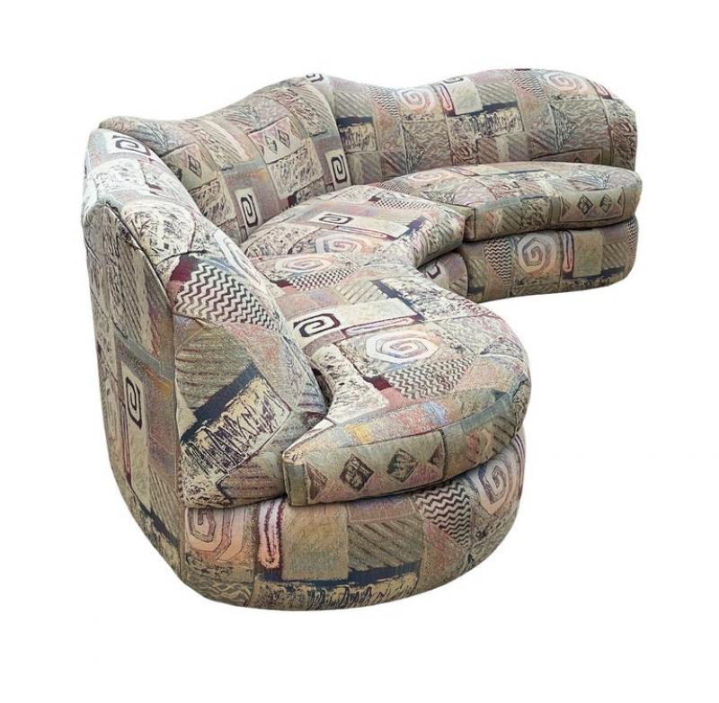 Mid-Century Modern Curved Circular Sectional Sofa