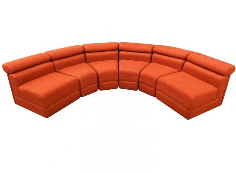 Mid Century Modern Curved or Circular Modular Serpentine Sofa