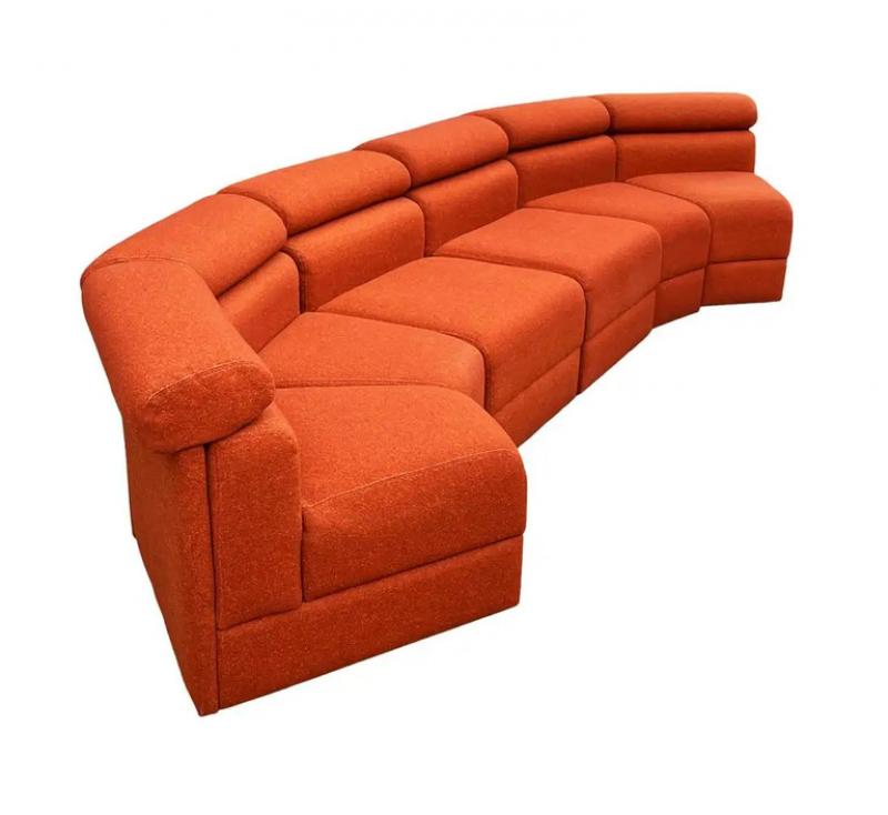 Mid Century Modern Curved or Circular Modular Serpentine Sofa