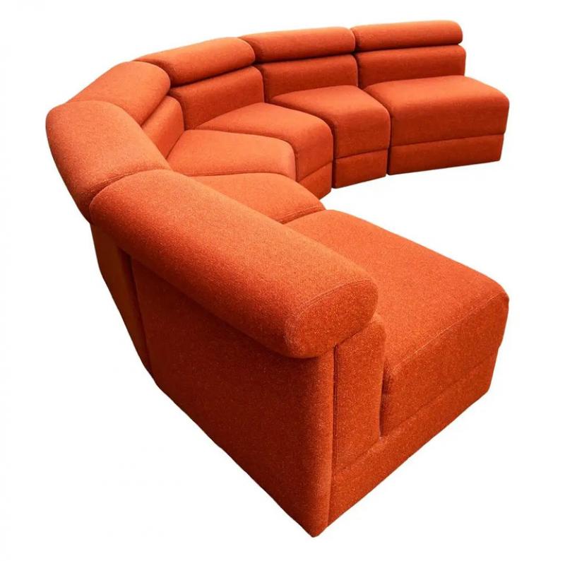 Mid Century Modern Curved or Circular Modular Serpentine Sofa