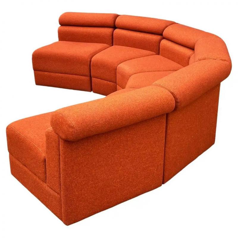 Mid Century Modern Curved or Circular Modular Serpentine Sofa