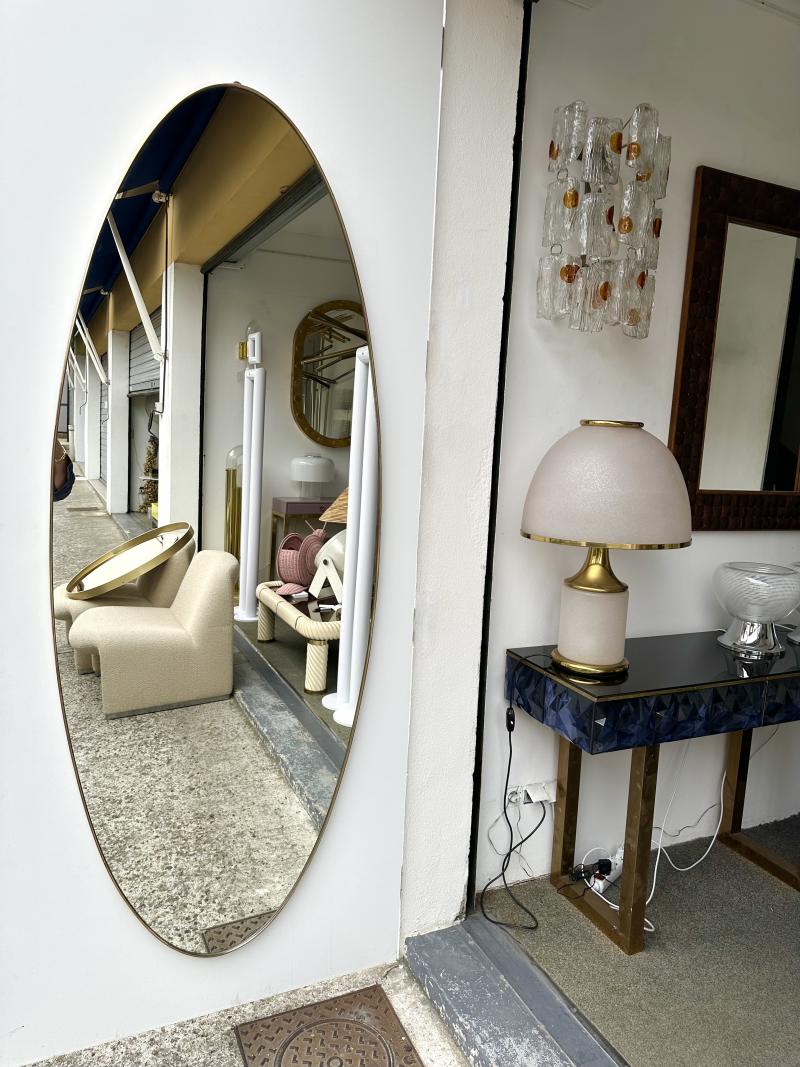 Mid-Century Modern Full-Length Brass Free Form Mirror. Italy, 1950s