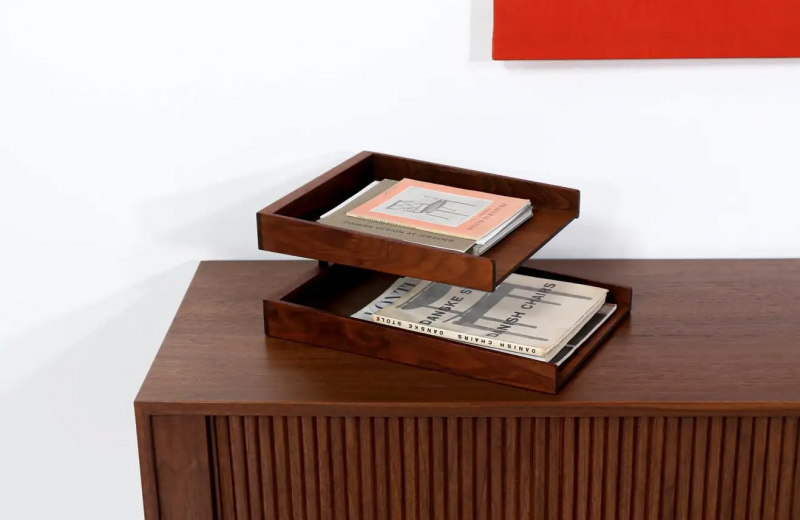 Mid-Century Modern Paper Magazine Tray Holder
