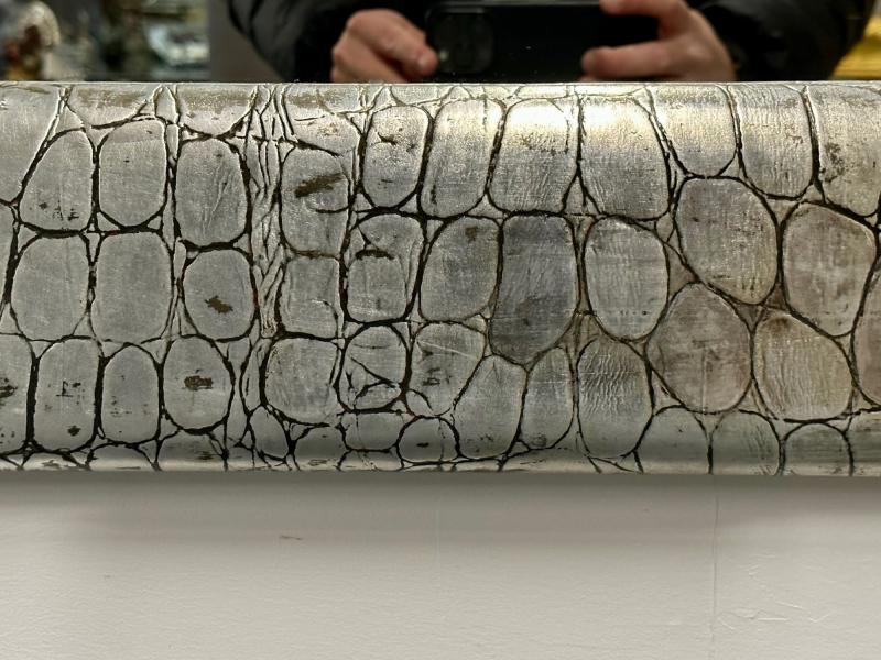 Mid-Century Modern Wall Mirror, Embossed Crocodile Leather, Baughman ...