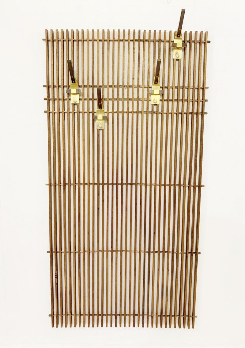 Mid Century Slatted Wooden Coat Rack