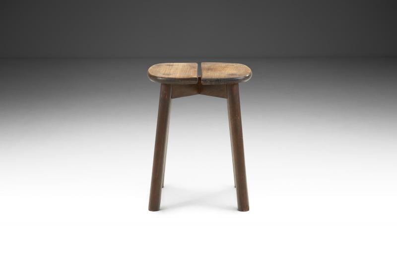 Mid-Century Wooden Stool with Split Seat, Europe ca 1950s