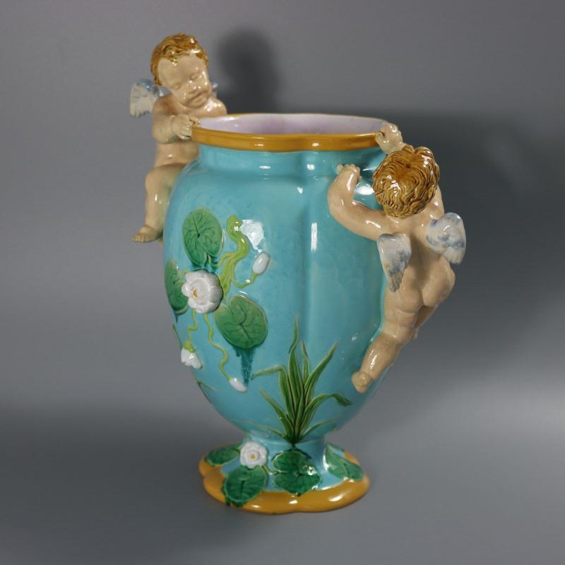 Minton - Minton Majolica Cherubs Vase