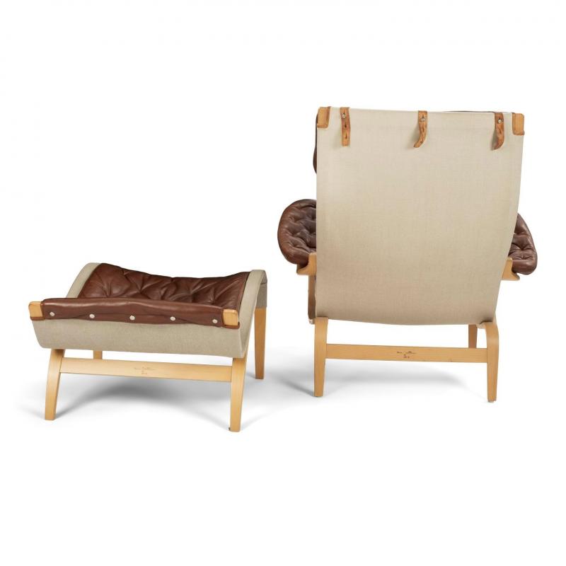 Modern "Pernilla" Lounge Chair in Cognac Leather by Bruno Mathsson for DUX