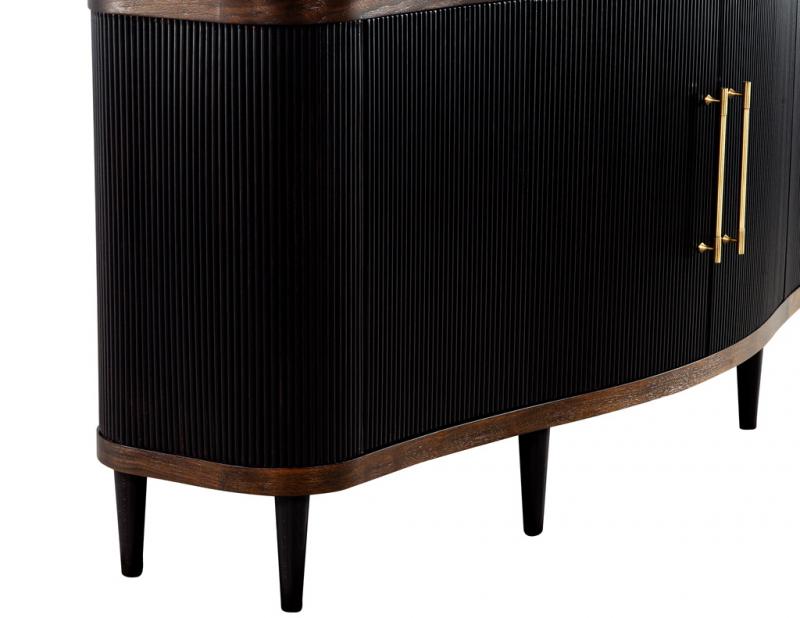 Modern Walnut Fluted Tambour Sideboard Credenza