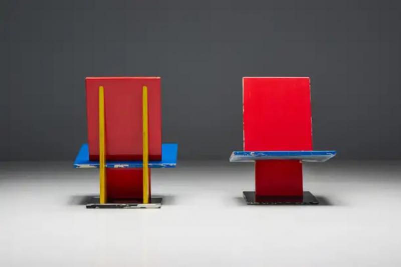 Modernist De Stijl Inspired Lounge Chairs, Netherlands, 1960s
