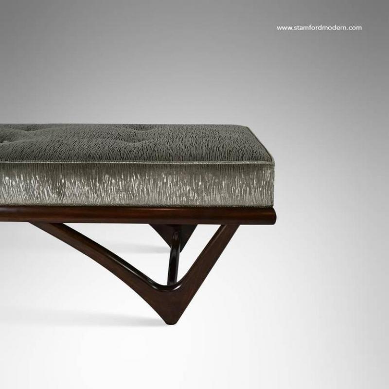Modernist Sculptural Walnut Bench