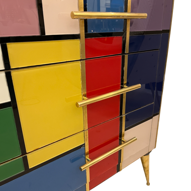 Mondrian Murano Glass Chest of Drawers