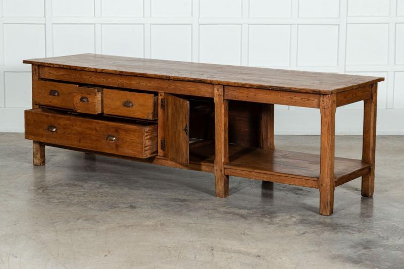 Monumental 19thC French Pine Bakers Table