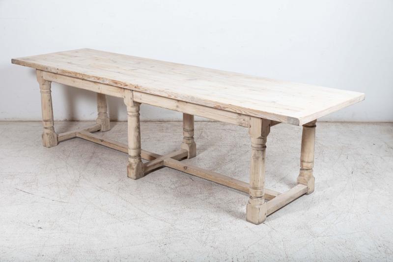 Monumental English Bleached Pine Refectory Table