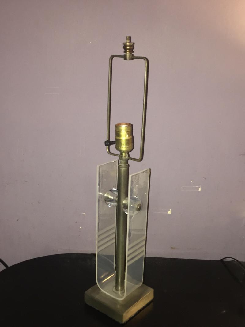 Mutual Sunset Lamp Co. - ART DECO MODERNIST GLASS BALL AND INCISED ...