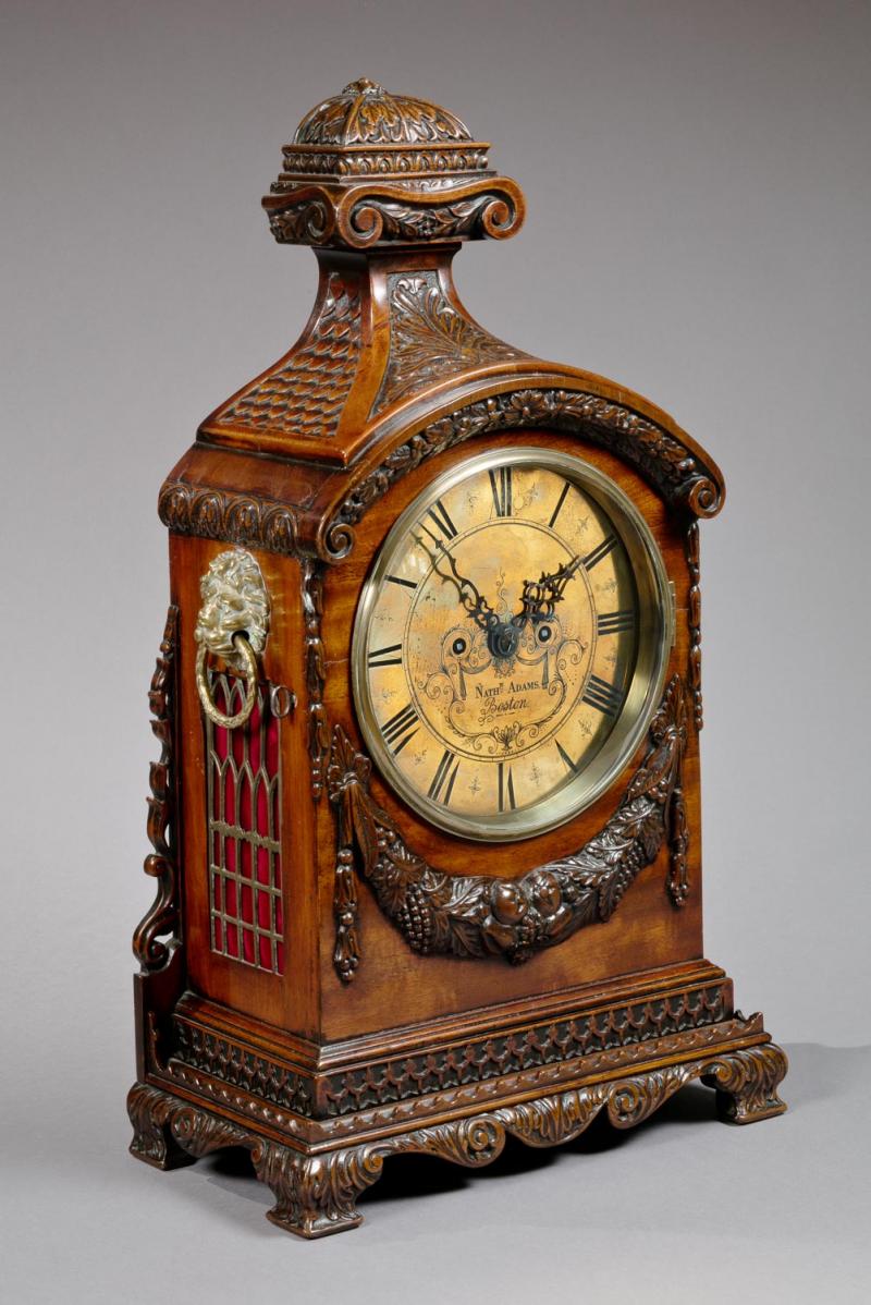 NATHAN ADAMS - SHERATON SHELF CLOCK WITH WORKS BY NATHAN ADAMS