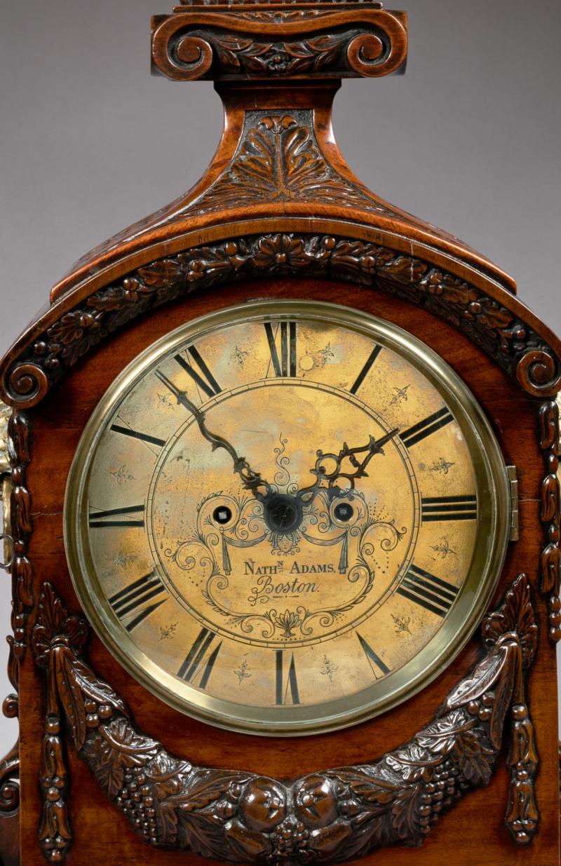 NATHAN ADAMS - SHERATON SHELF CLOCK WITH WORKS BY NATHAN ADAMS